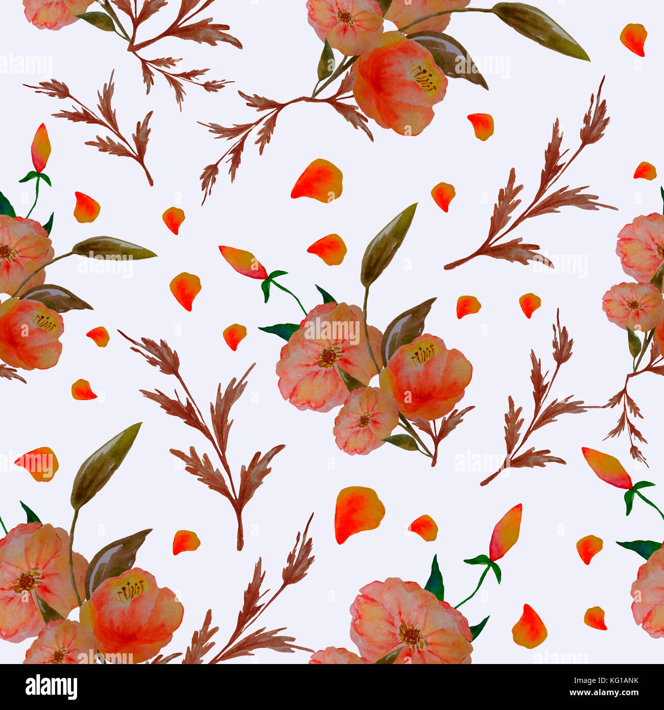Watercolor seamless pattern of summer flowers Stock Photo - Alamy