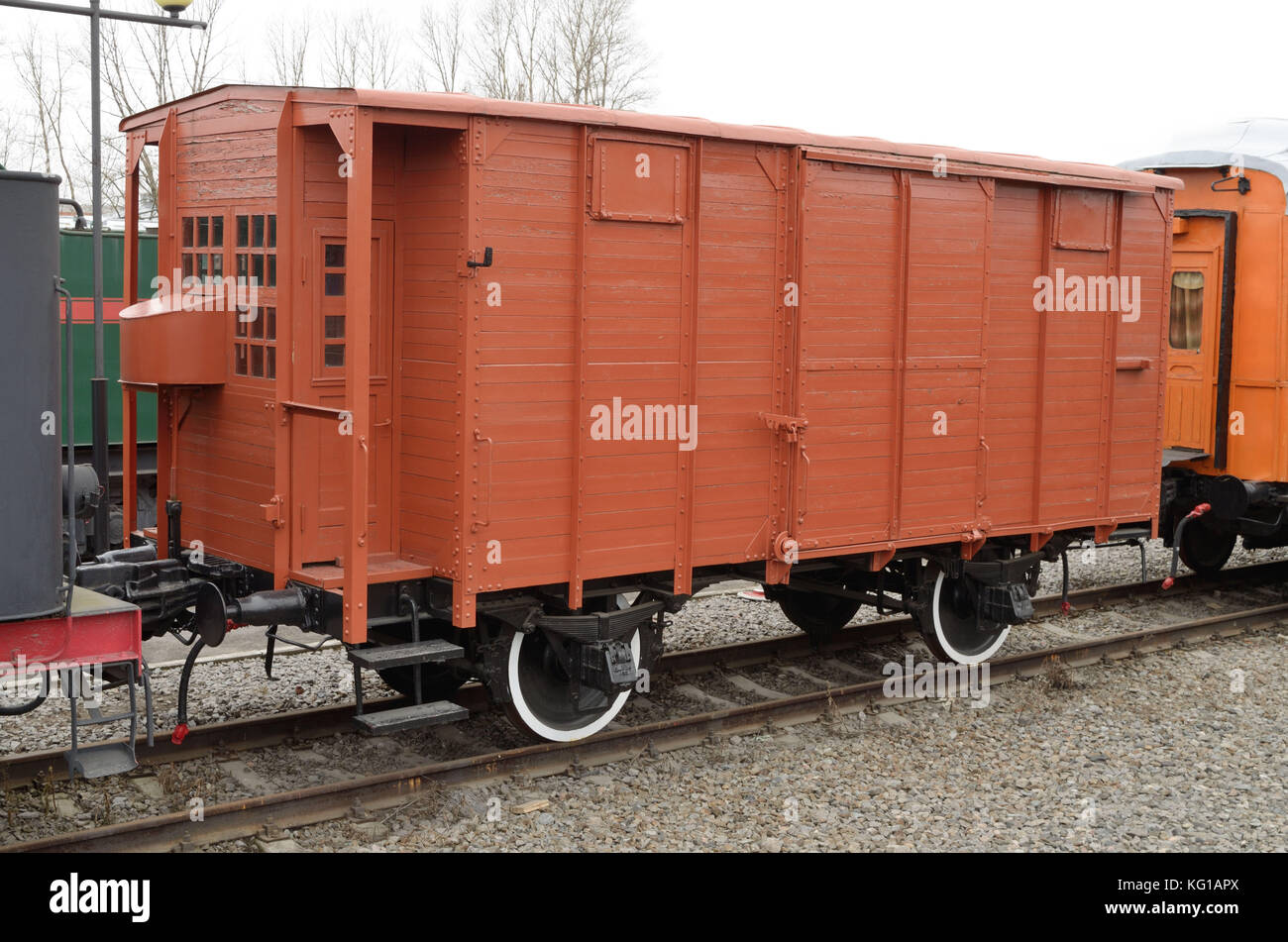 Old wagon in the train intended for the carriage of cargo Stock Photo ...
