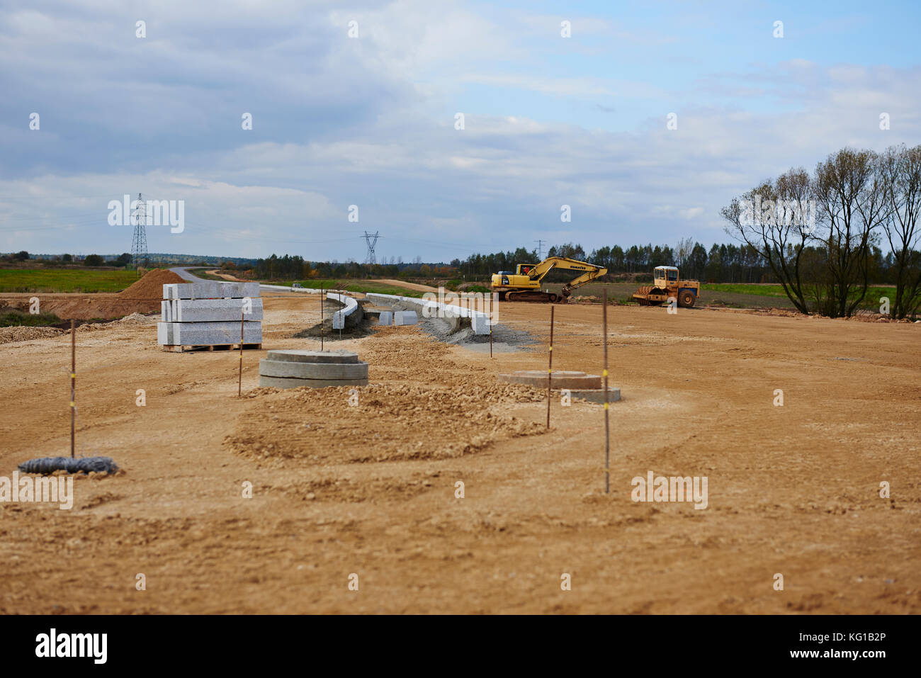 technological process of road construction and work on construction ...