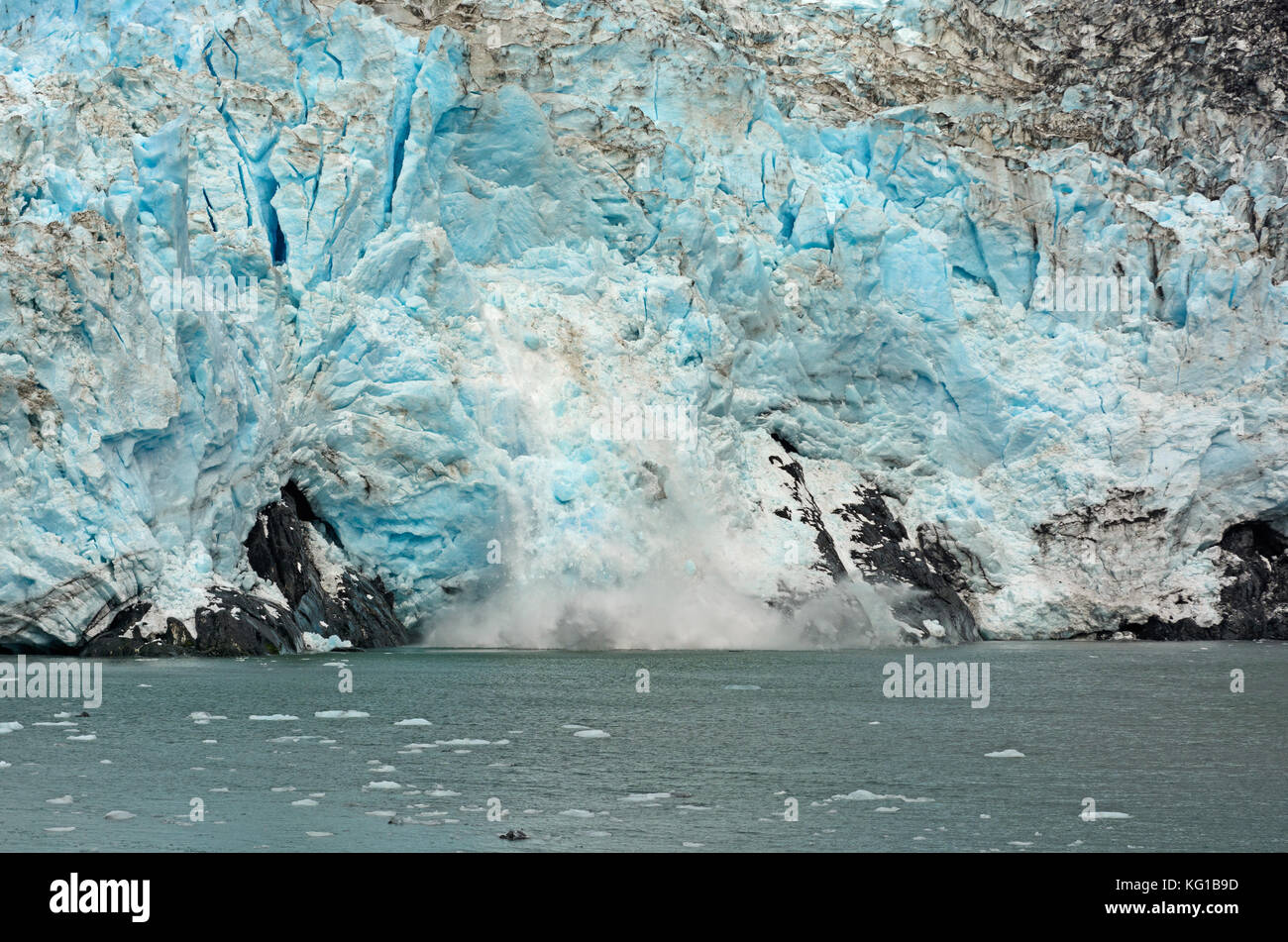 Ice Calving on the Barry Glacier in Prince William Sound Stock Photo ...