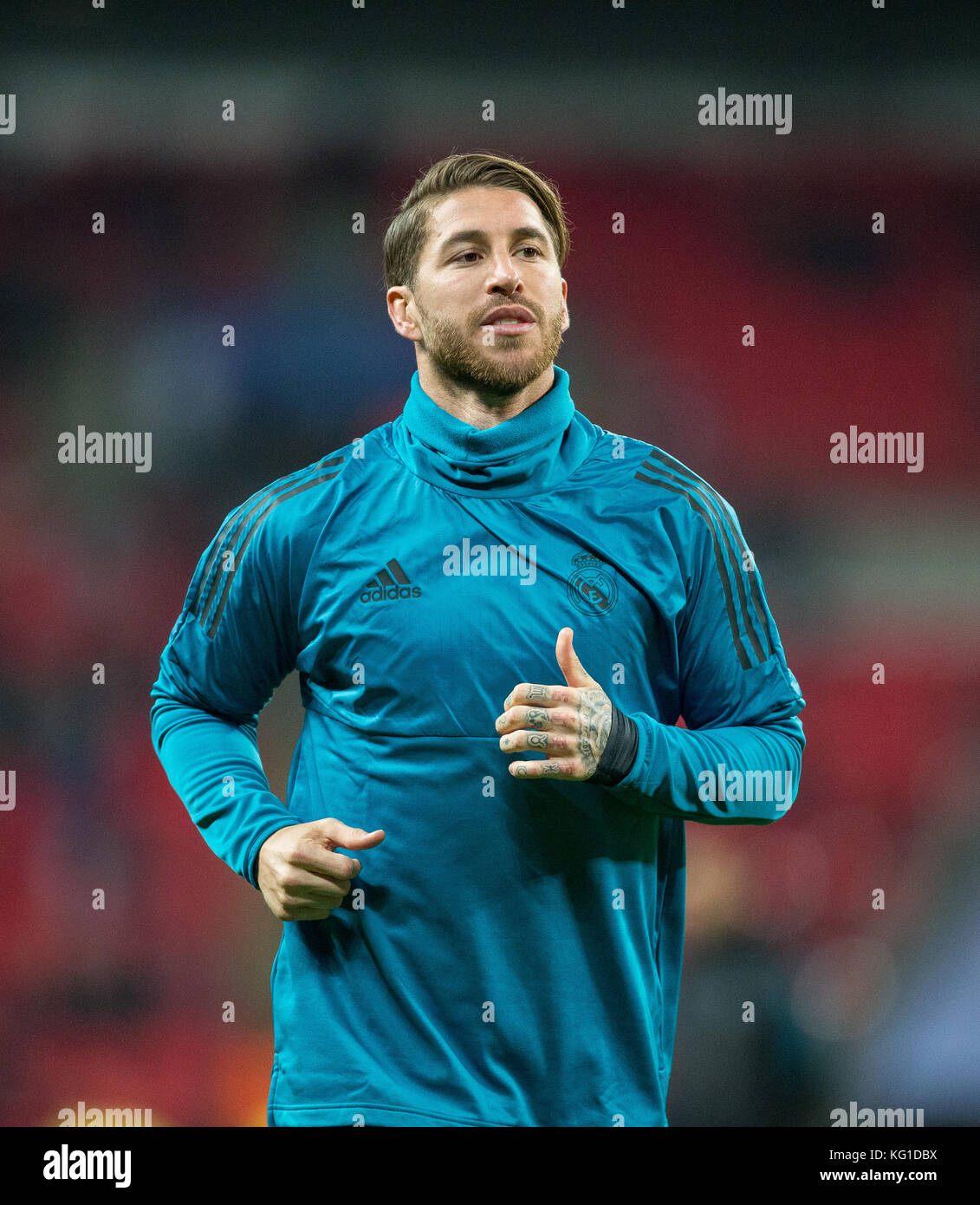 London, UK. 1st Nov, 2017. Sergio Ramos of Real Madrid ahead of the ...