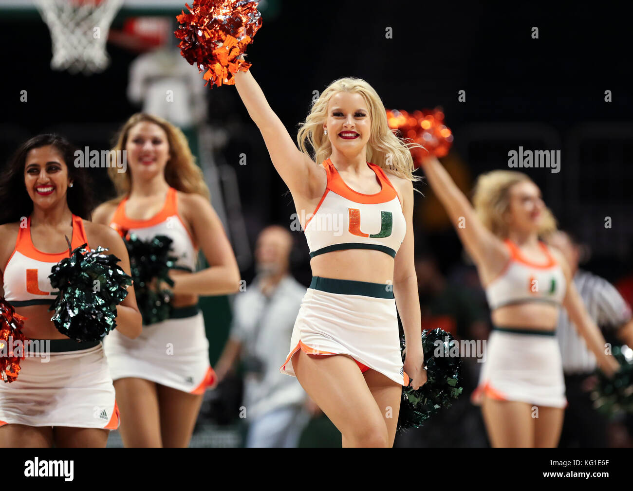 November 01, 2017: University of Miami Sunsations Dance Team perform ...