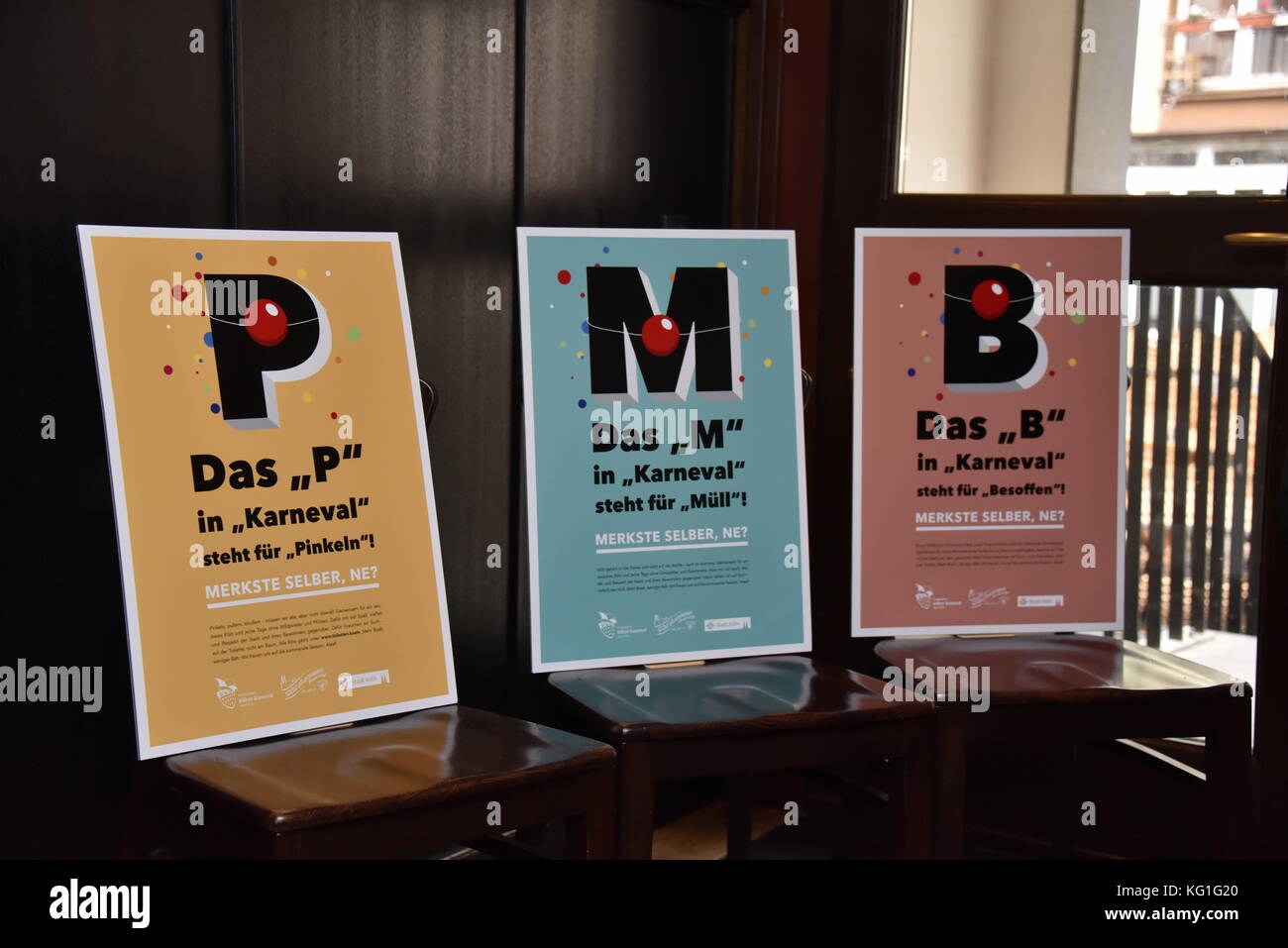 Cologne, Germany. 2nd Nov, 2017. Three posters of a campaign for ...