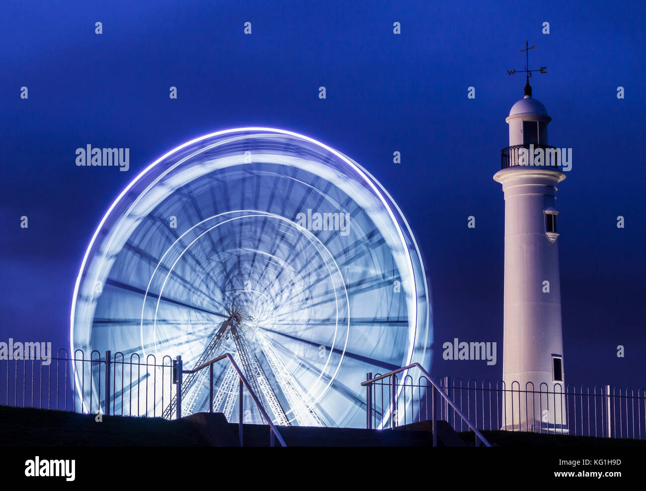Sunderland, north east England. UK. Fairground on the seafront at Roker ...