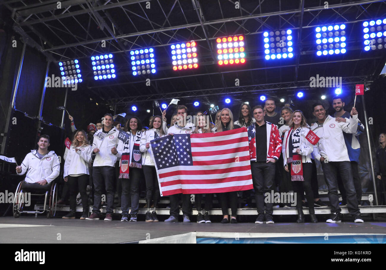Times Square, New York, NY. Team USA teammates participated in the 100 ...