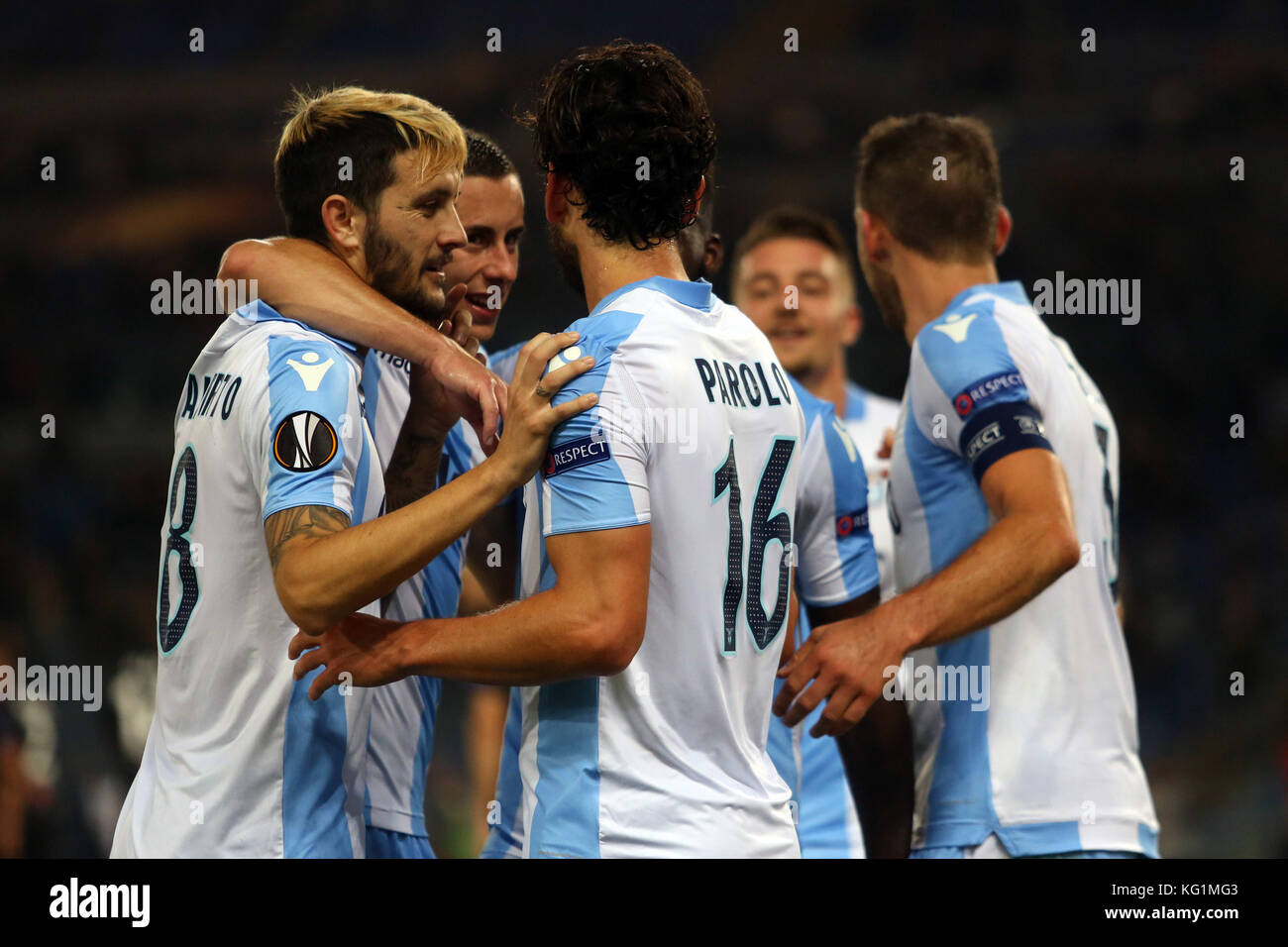 ROME, ITALY - NOVEMBER 02: Parolo score the gol during the UEFA Europa ...