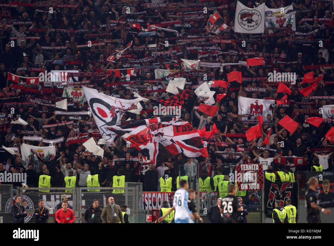 ROME, ITALY - NOVEMBER 02: Nice supporters during the UEFA Europa ...