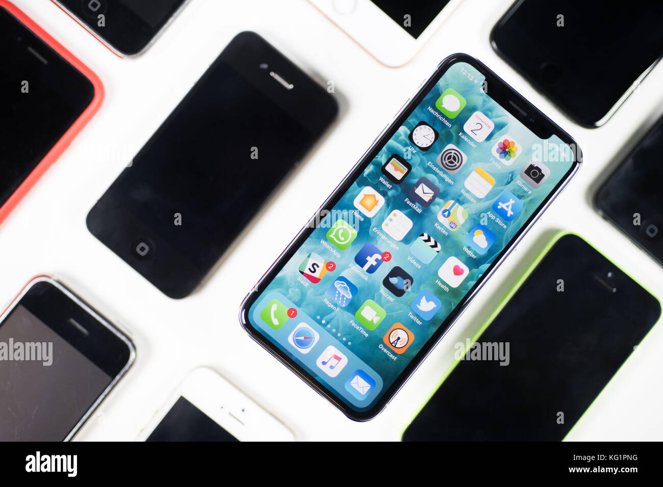 Berlin, Germany. 2nd Nov, 2017. ILLUSTRATION - An iPhone X lies on a ...