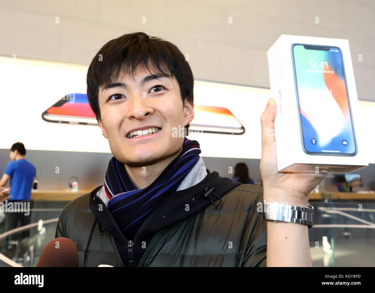 Tokyo, Japan. 3rd Nov, 2017. The first customer of the newly released ...