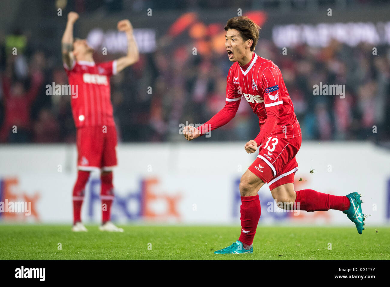 Cologne, Germany. 2nd Nov, 2017. Cologne's Yuya Osako cheers over his 2 ...