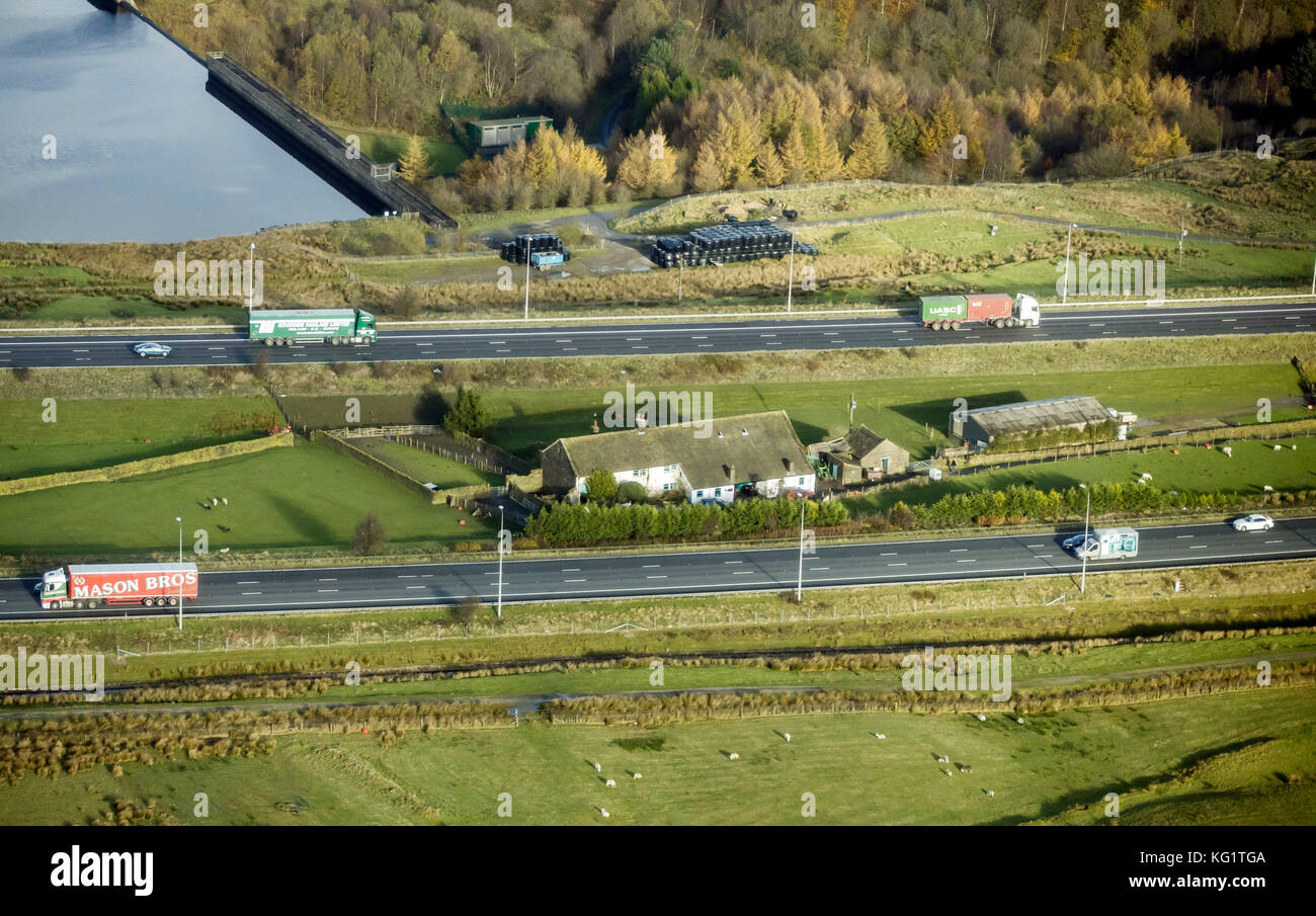 An aerial view of Stott Hall farm near Huddersfield in Yorkshire, which ...