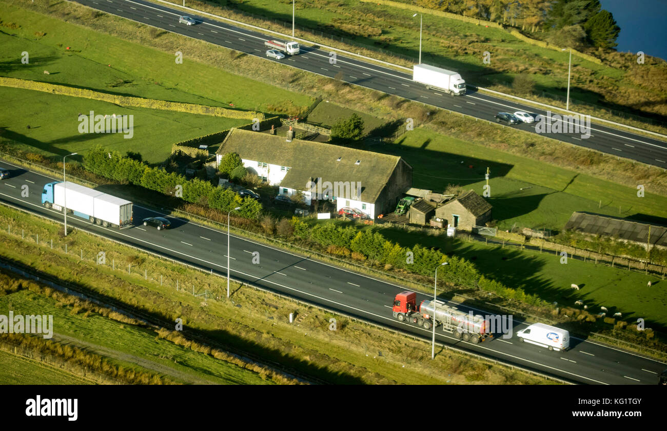 An aerial view of Stott Hall farm near Huddersfield in Yorkshire, which ...