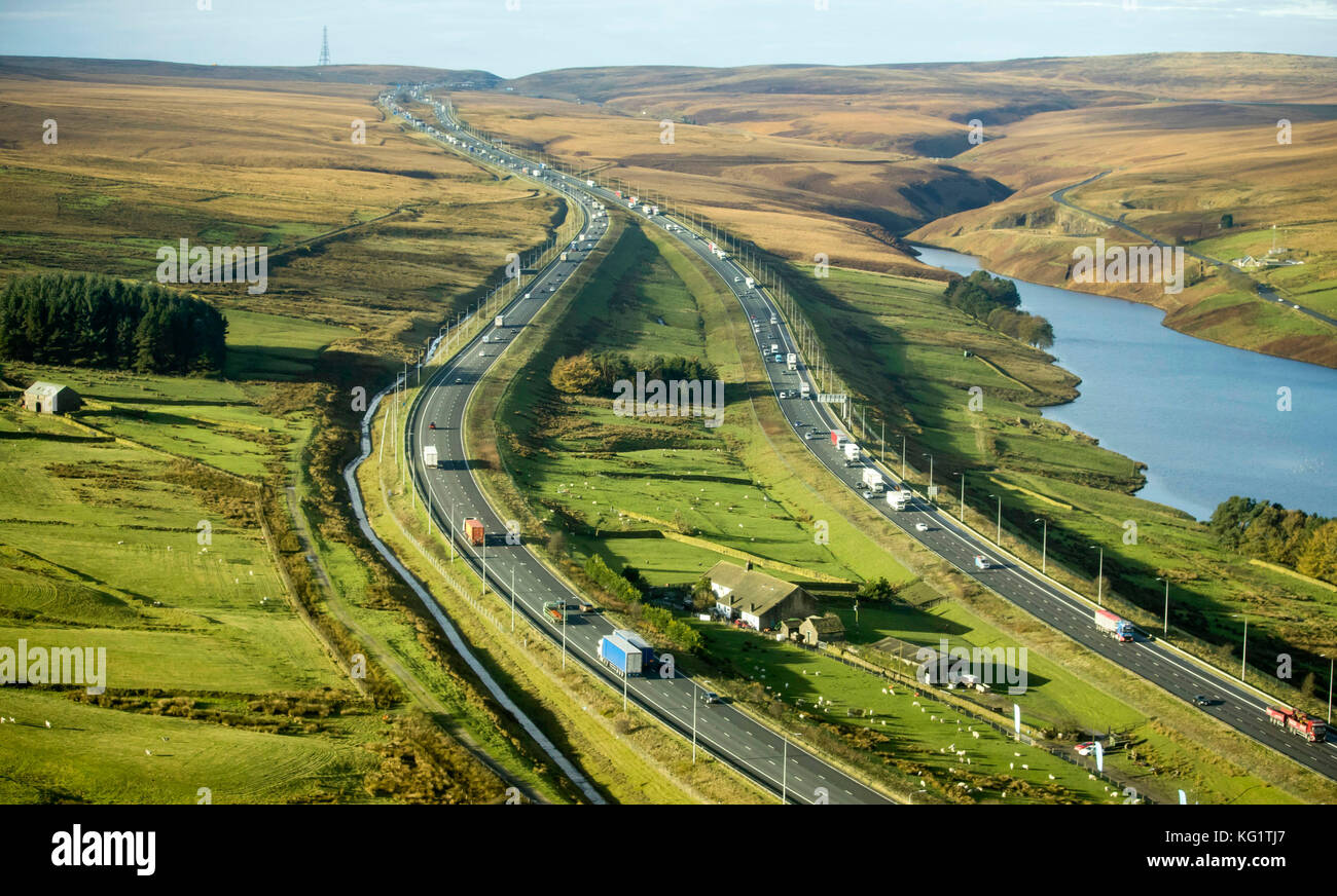 An aerial view of Stott Hall farm near Huddersfield in Yorkshire, which ...