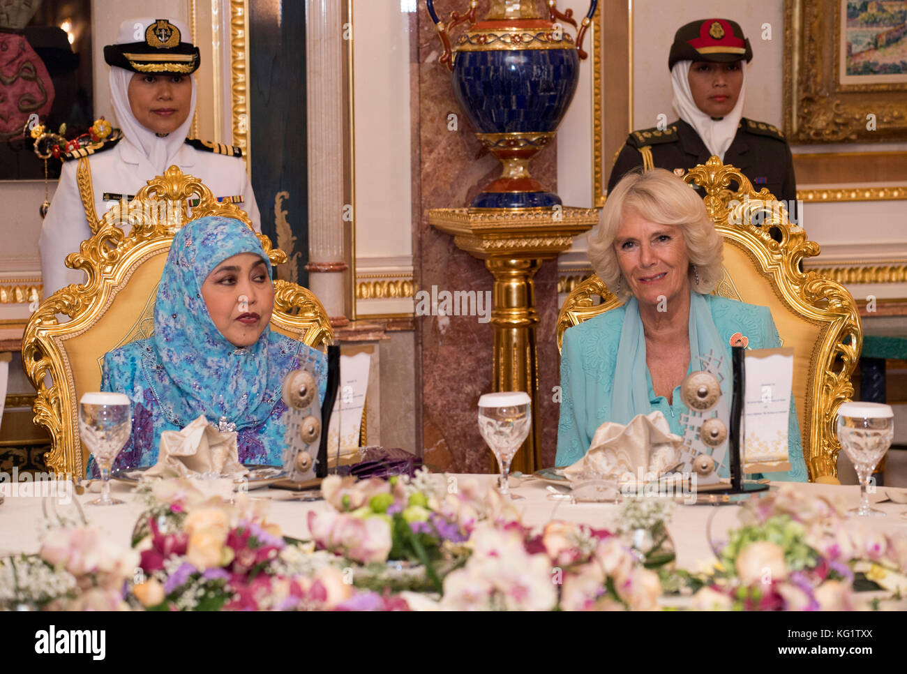 The Duchess of Cornwall with Her Majesty Raja Isteri during her visit ...