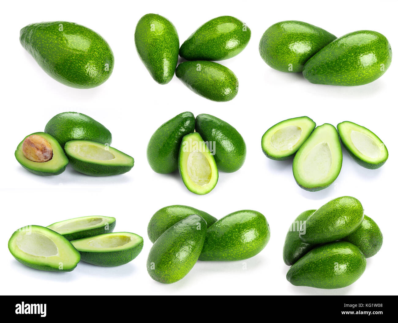 Set of avocados isolated on white background Stock Photo - Alamy