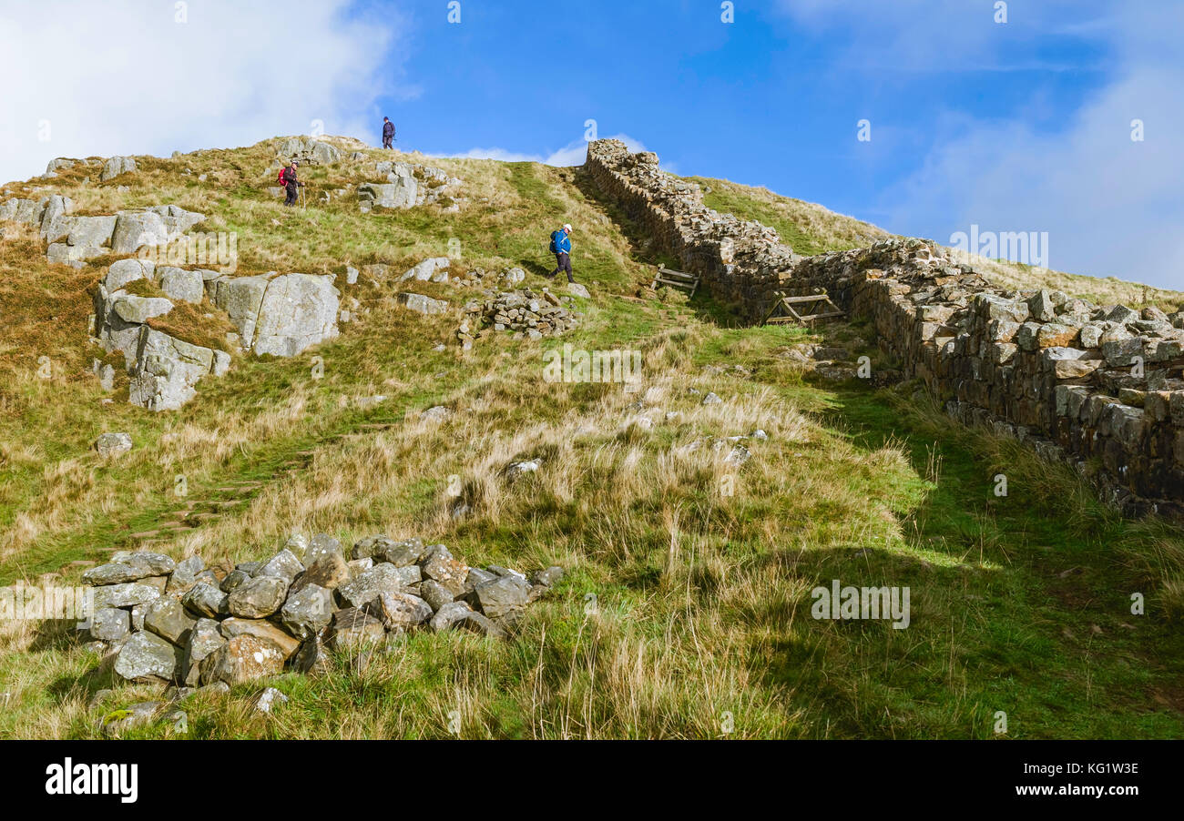Ramblers enjoy walking alongside Hadrian's wall and also the ...