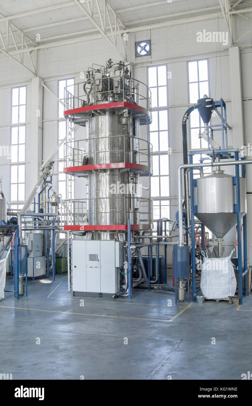 in the workshop machines for processing and manufacturing of plastic ...