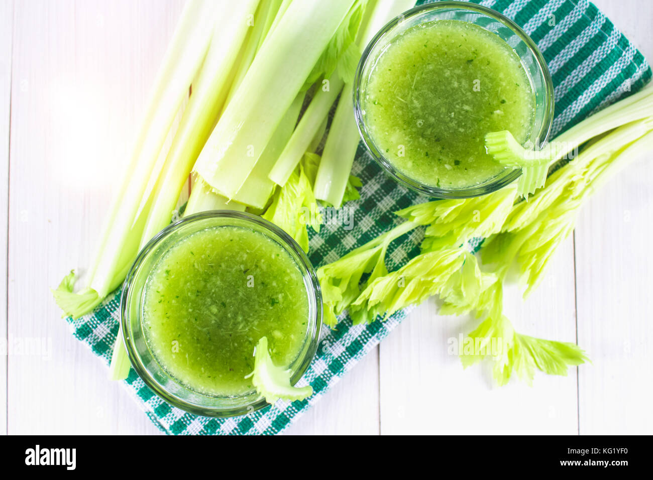 Vegetable cocktail made from celery leaves, healthy lifestyle on a ...
