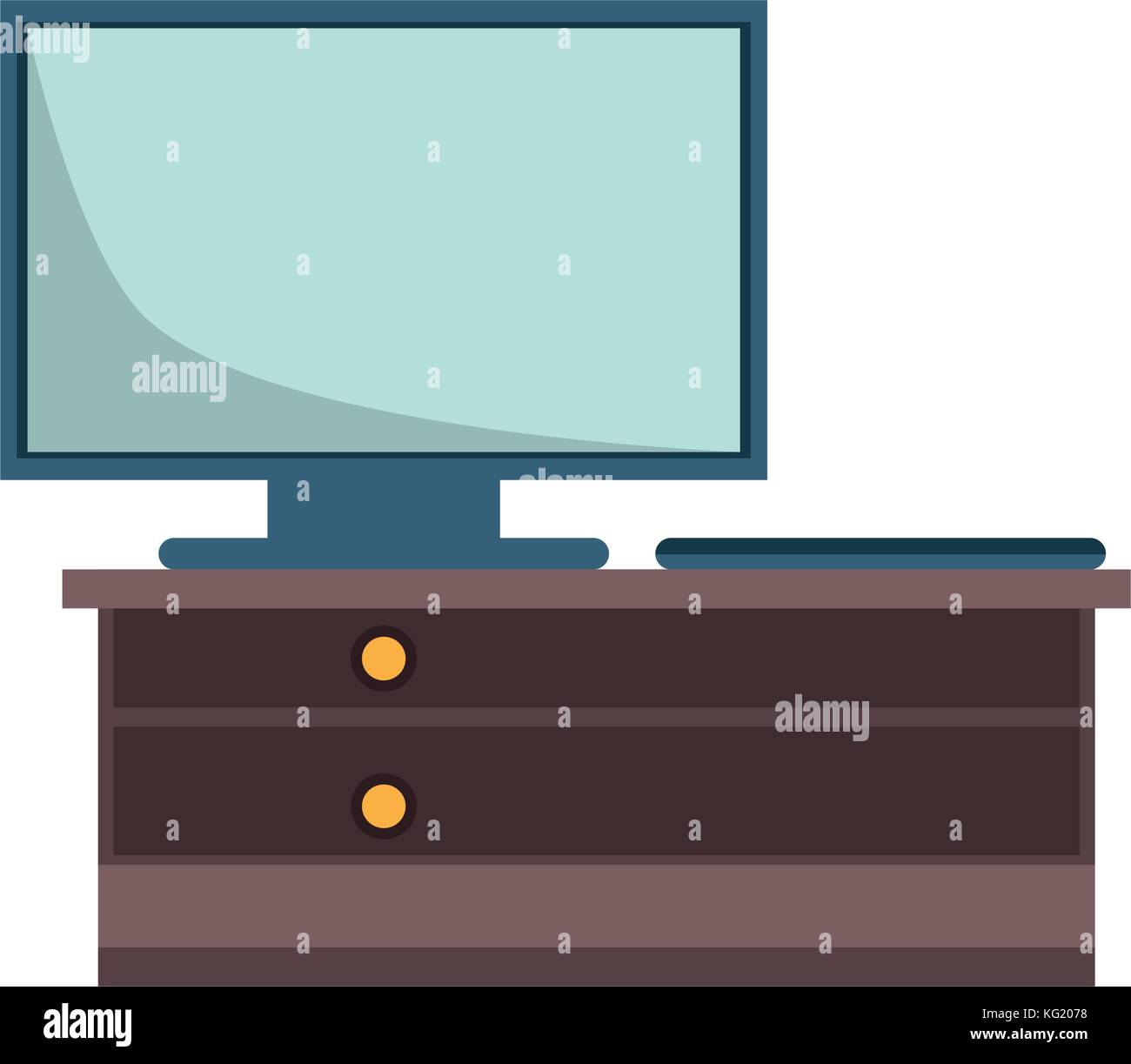 desk with television screen vector illustration Stock Vector Image ...