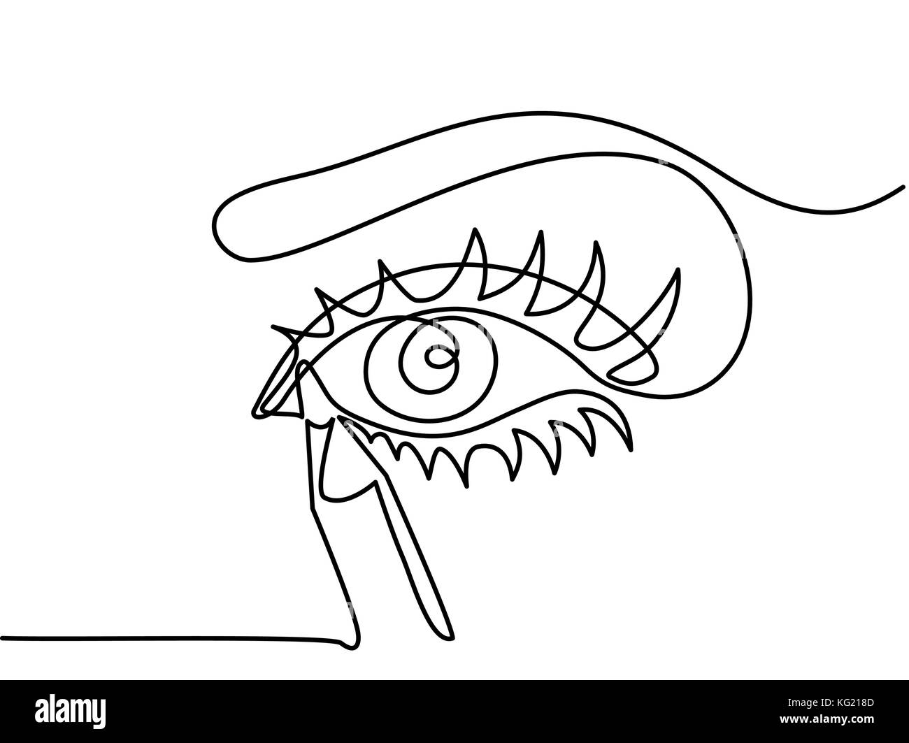 Continuous line drawing. Woman eye make up. Vector illustration Stock ...