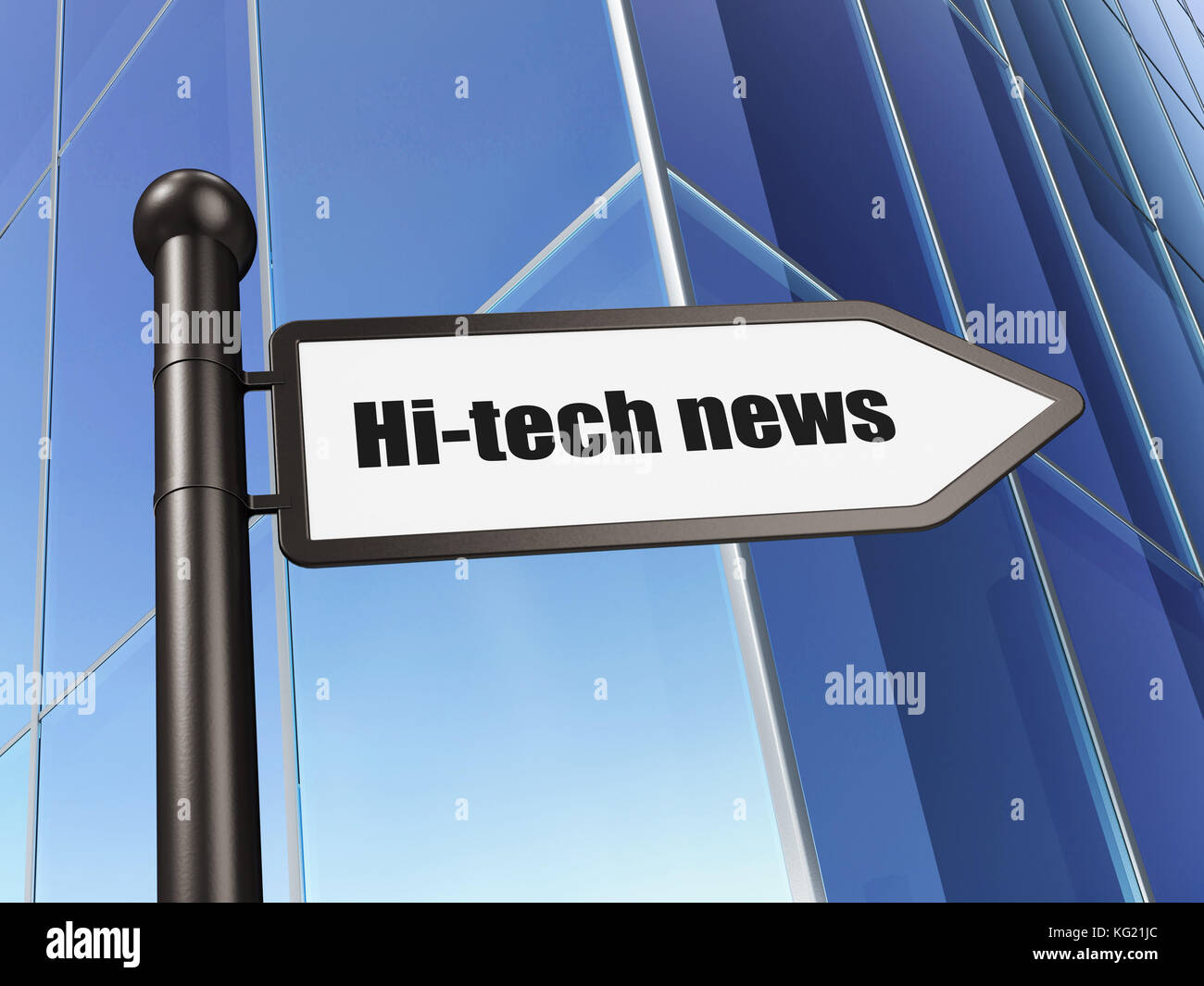 News concept: sign Hi-tech News on Building background Stock Photo - Alamy