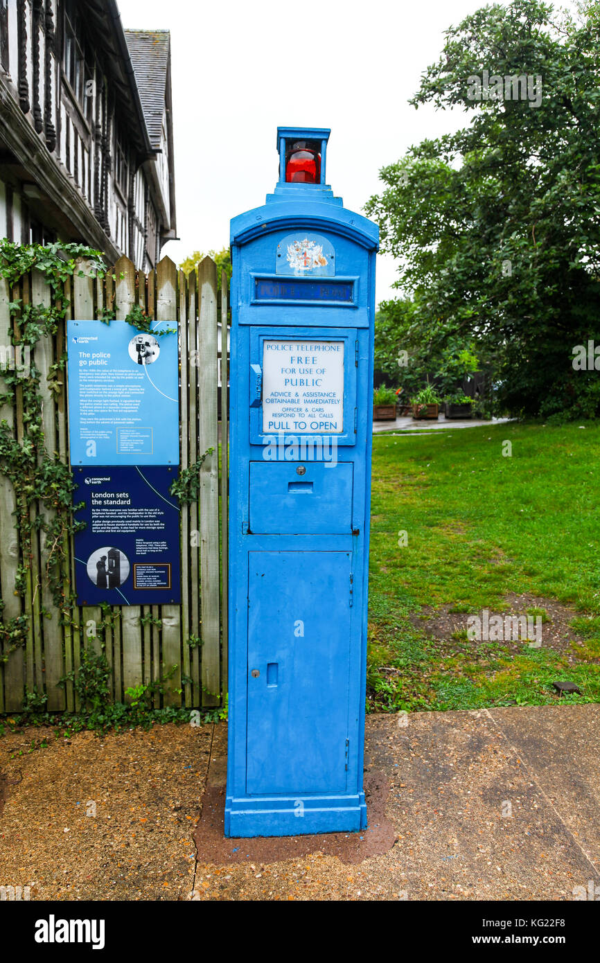 A 'Police Pillar' at the National Telephone Kiosk Collection, Avoncroft ...