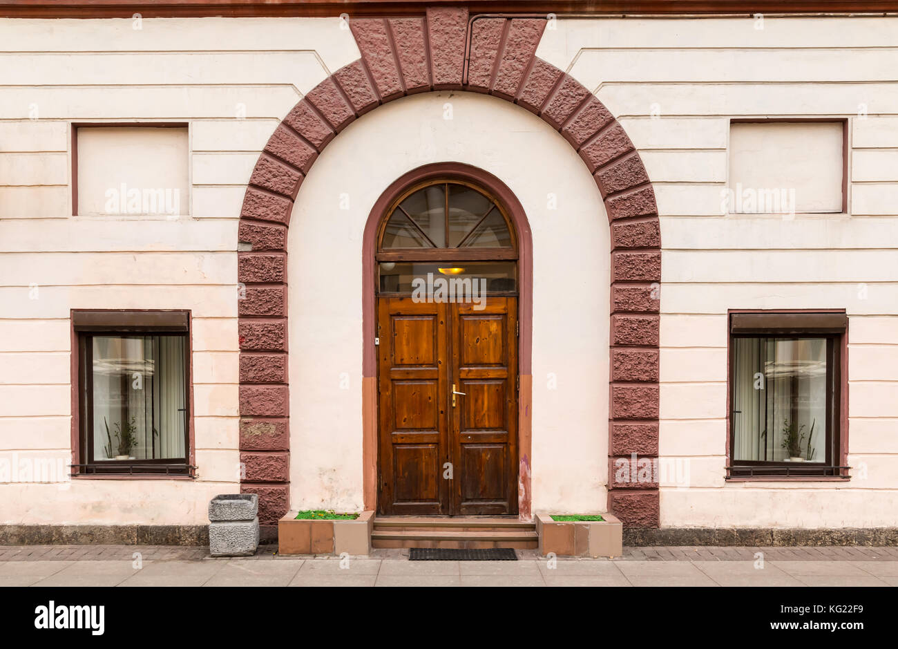 Door and windows on facade of urban office building front view, St ...