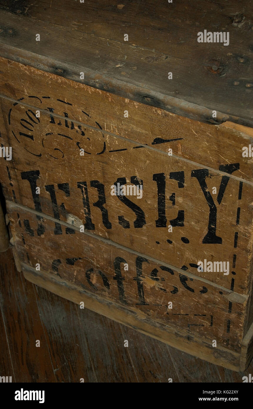 Old vintage wooden coffee food bin storage Stock Photo - Alamy