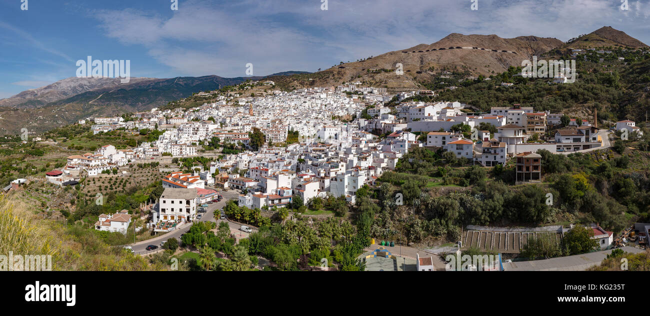 A white village in the Tejeda and Almijara mountains, Competa, Spain ...