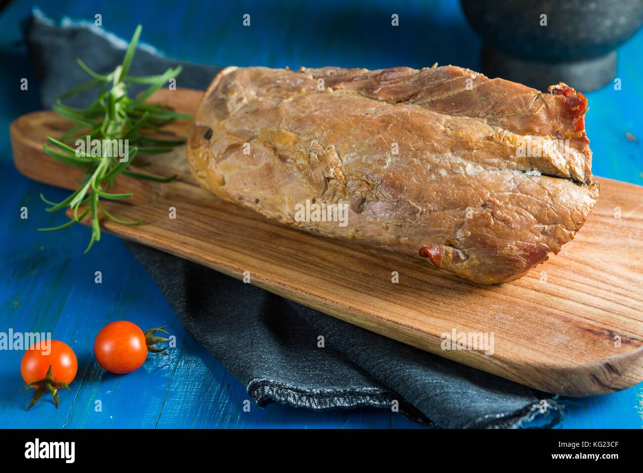 Smoked meat studio shot. Homemade smoked pork sausage Stock Photo - Alamy