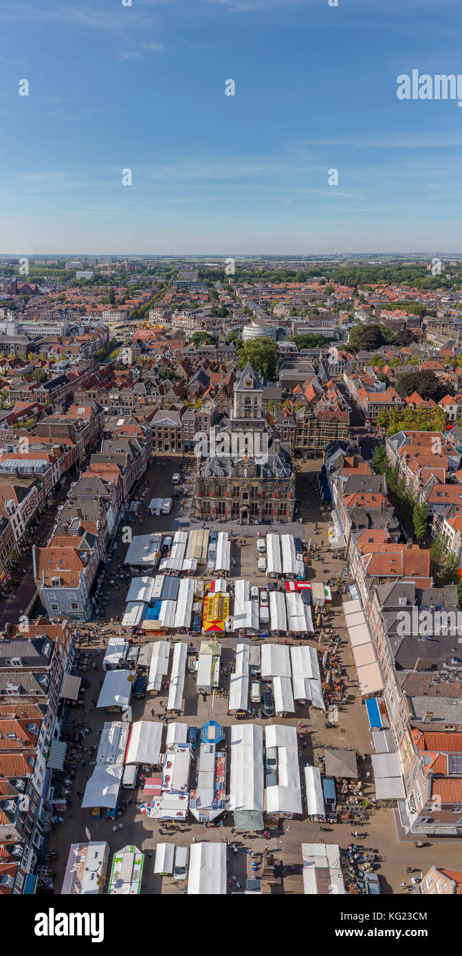 View over the roofs from the tower of the New Church, Delft, Zuid ...