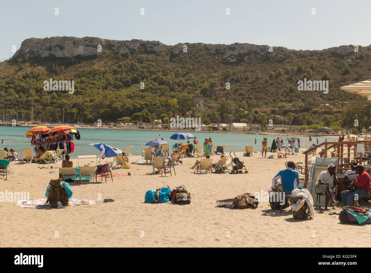 Poetto Beach (Spiaggia del Poetto) at Cagliari, Sardinia, Italy Stock ...