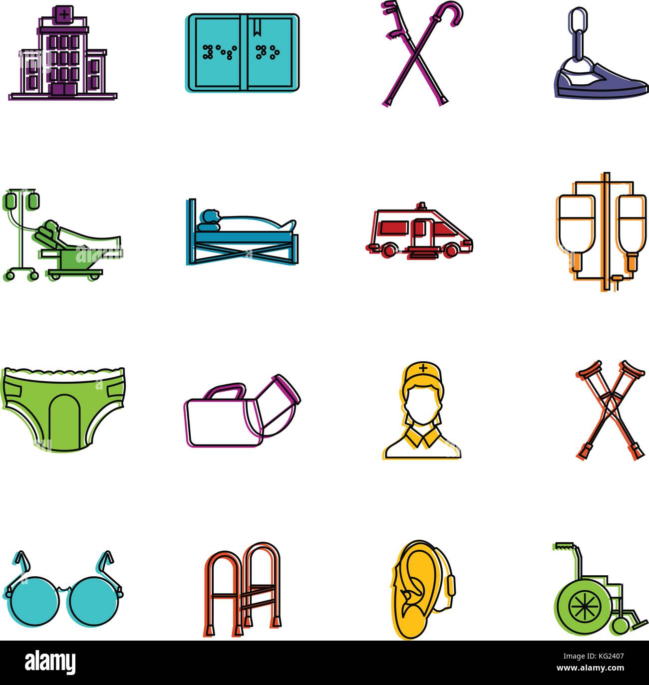 Senior people icons thin Stock Vector Images - Alamy