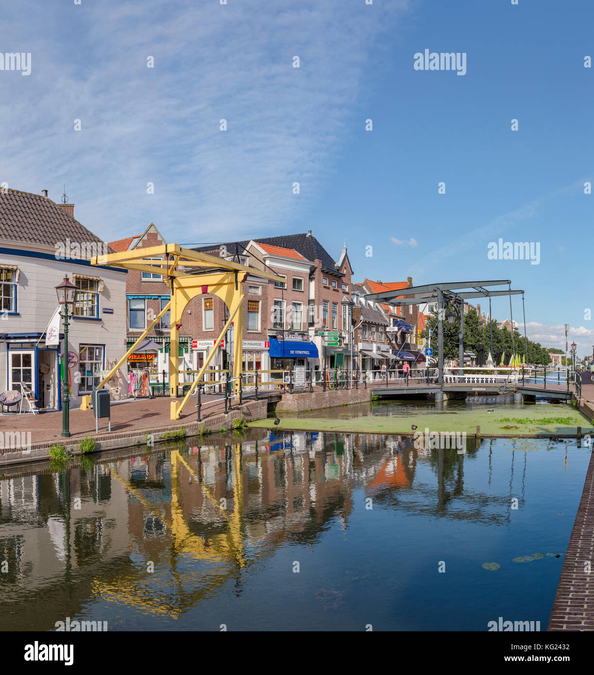 Two drawbridges at the canal Veerstraat, Maassluis, Zuid-Holland ...
