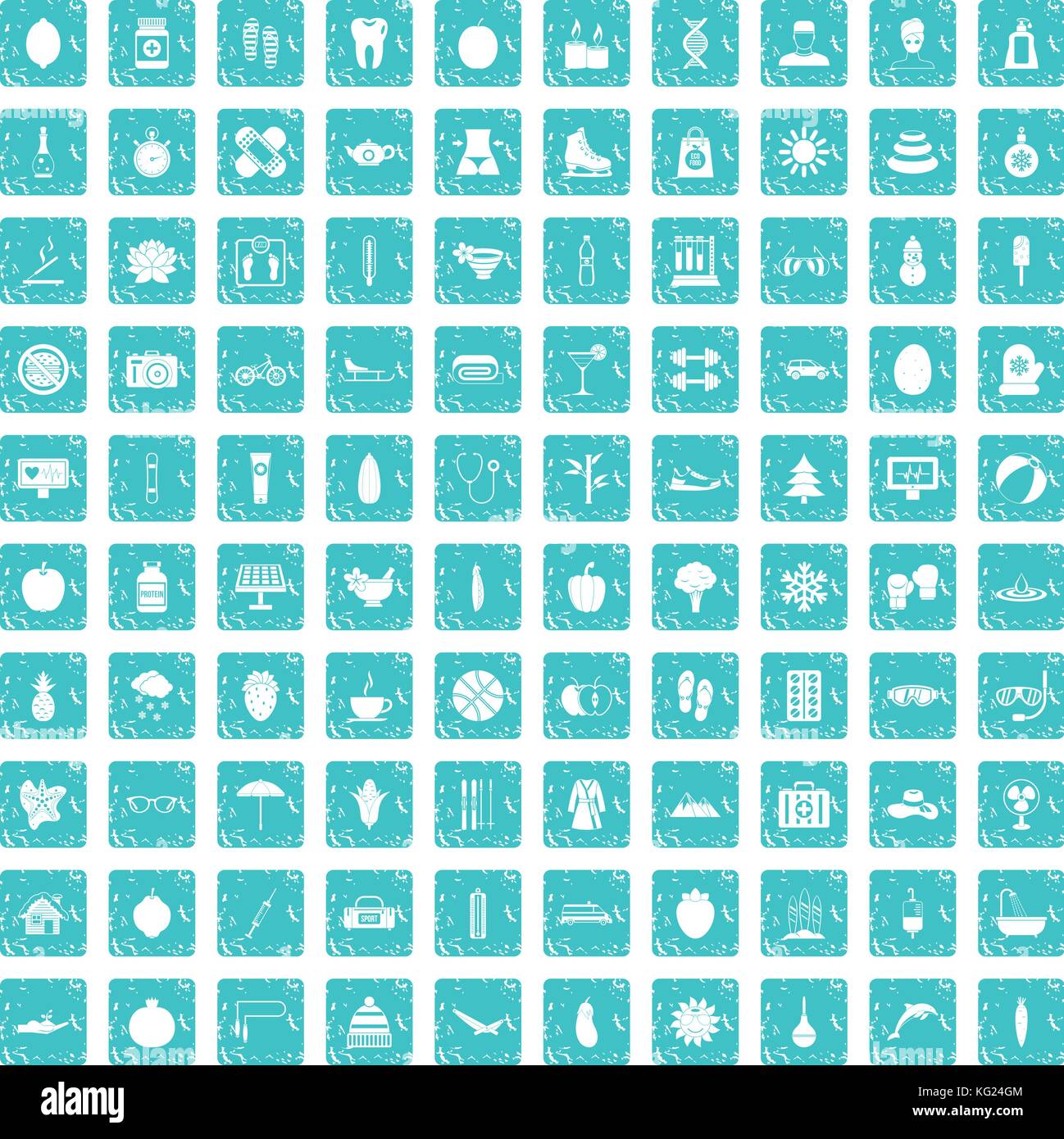 100 women health icons set grunge blue Stock Vector Image & Art - Alamy