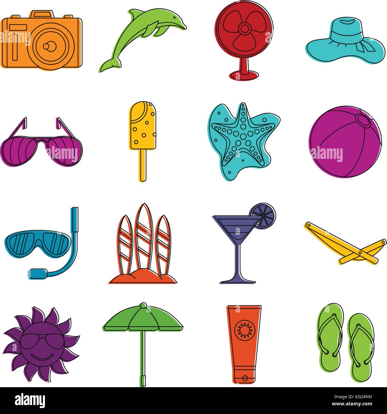 Summer rest icons doodle set Stock Vector Image & Art - Alamy