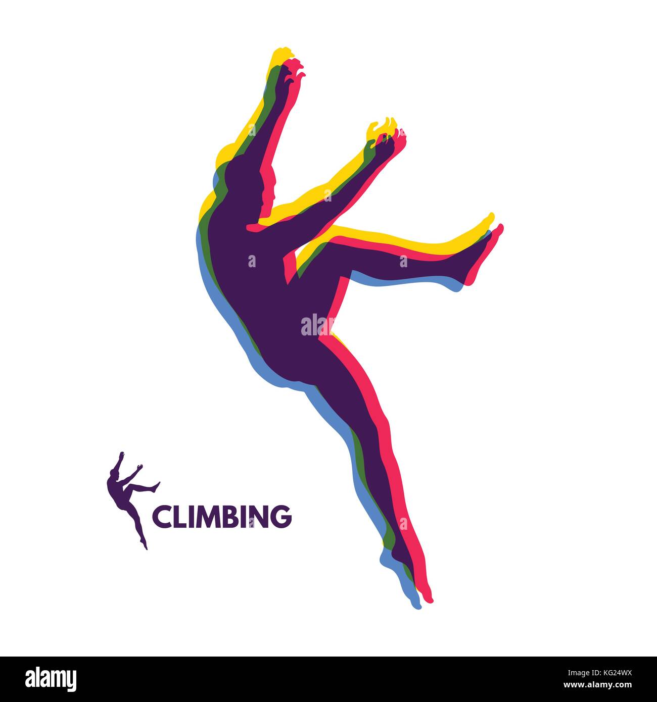 Rock climber silhouettes. Bouldering sport. Vector illustration for ...
