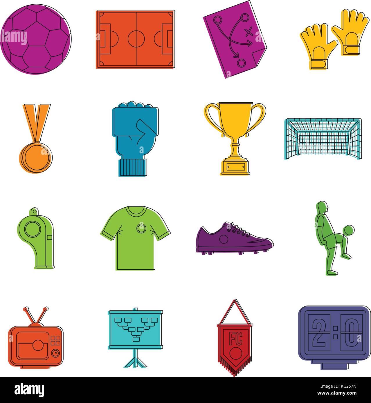 Soccer football icons doodle set Stock Vector Image & Art - Alamy