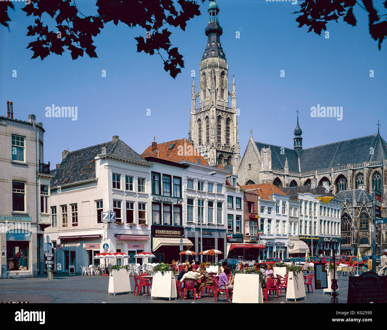 Square with church and cafe Breda, Noord-Brabant, Netherlands *** Local ...