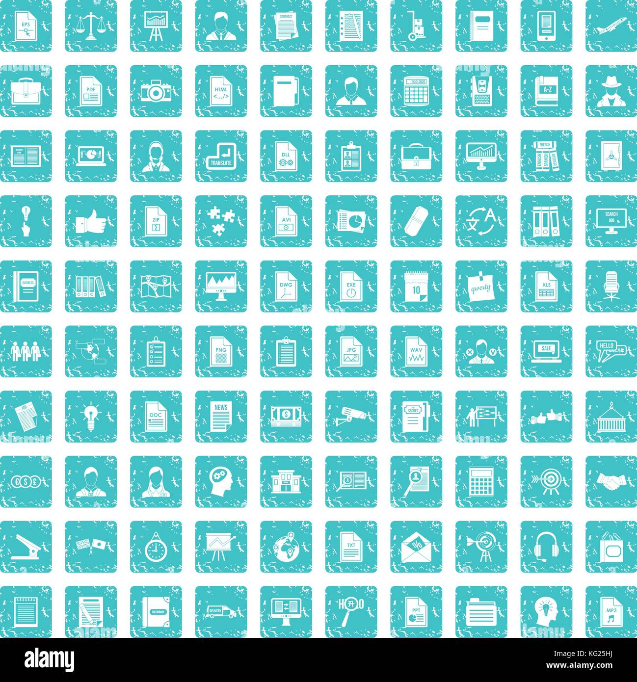100 work paper icons set grunge blue Stock Vector Image & Art - Alamy