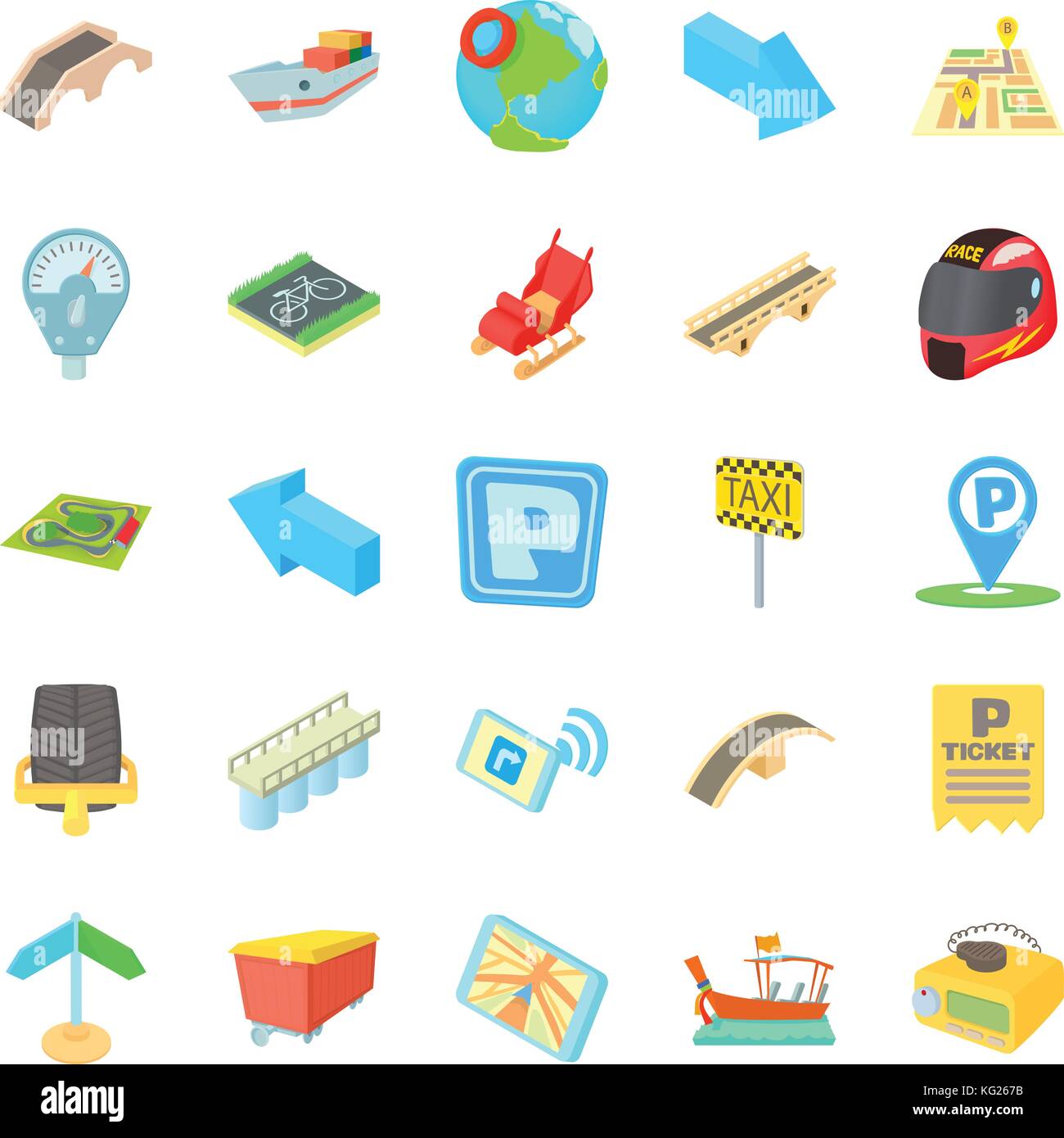 Building a route icons set, cartoon style Stock Vector Image & Art - Alamy