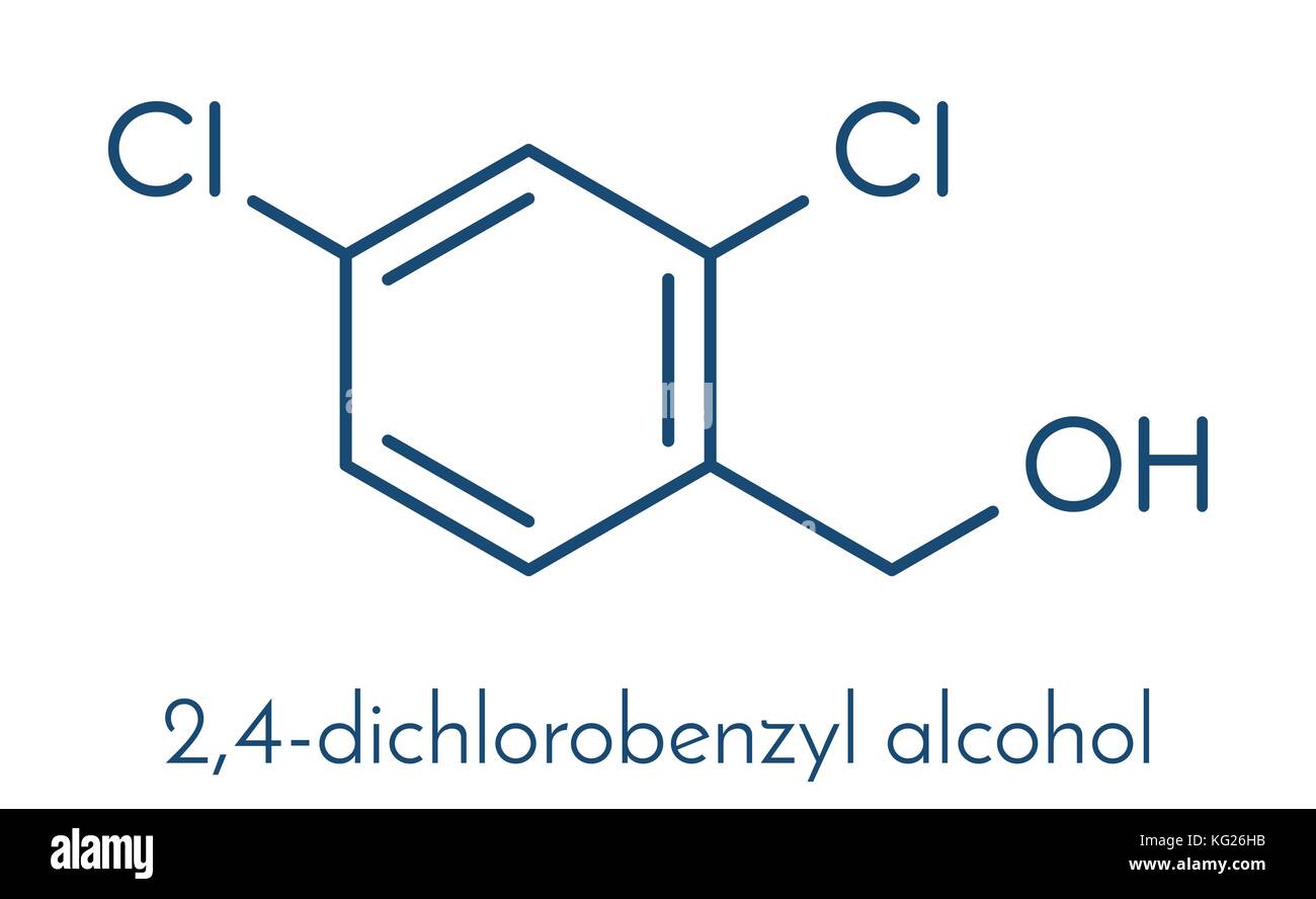 2,4-dichlorobenzyl alcohol antiseptic drug molecule. Used in lozenges ...