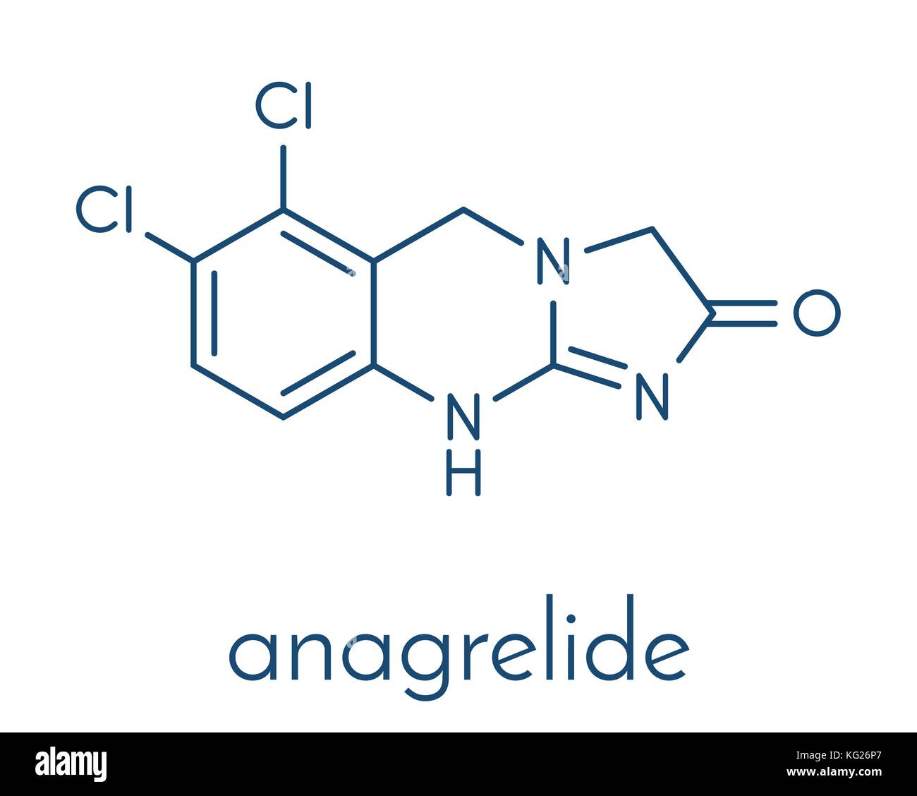 Anagrelide essential thrombocytosis drug molecule. Skeletal formula ...