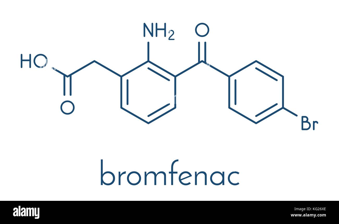 Bromfenac NSAID eye drop drug molecule. Skeletal formula Stock Vector ...