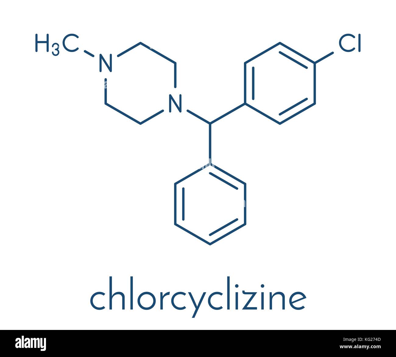 Chlorcyclizine antihistamine drug molecule. Used in treatment of ...