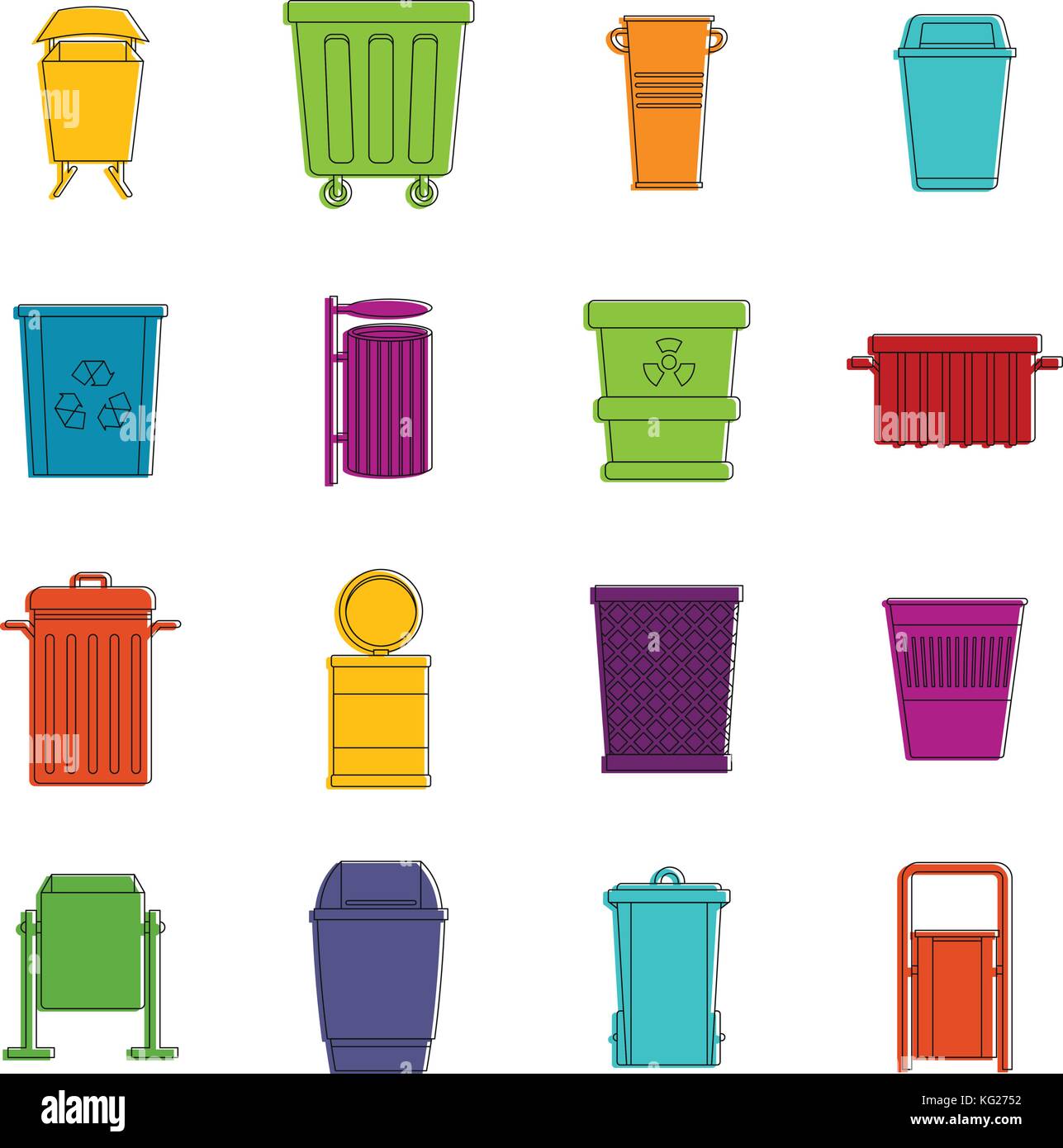 Garbage container icons doodle set Stock Vector Image & Art - Alamy