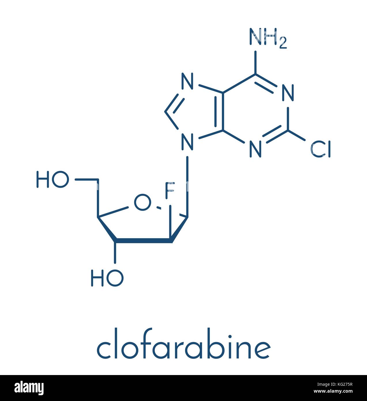 Clofarabine cancer drug molecule (purine nucleoside antimetabolite ...