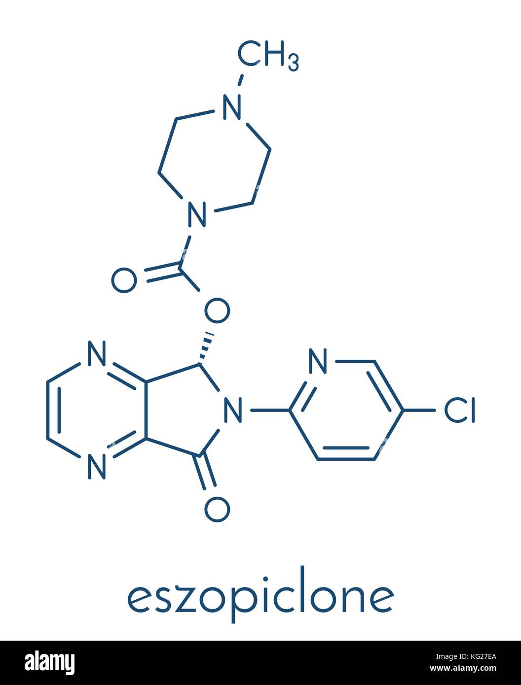 Eszopiclone hypnotic drug molecule (sleeping pill). Skeletal formula ...