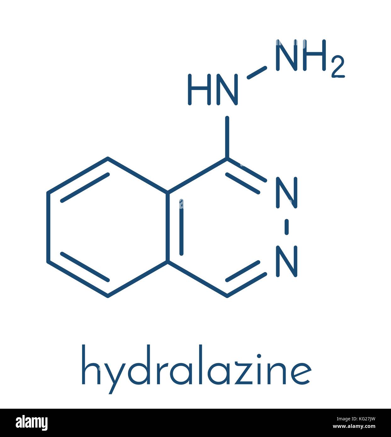 Hydralazine (apresoline) hypertension drug molecule. Skeletal formula ...