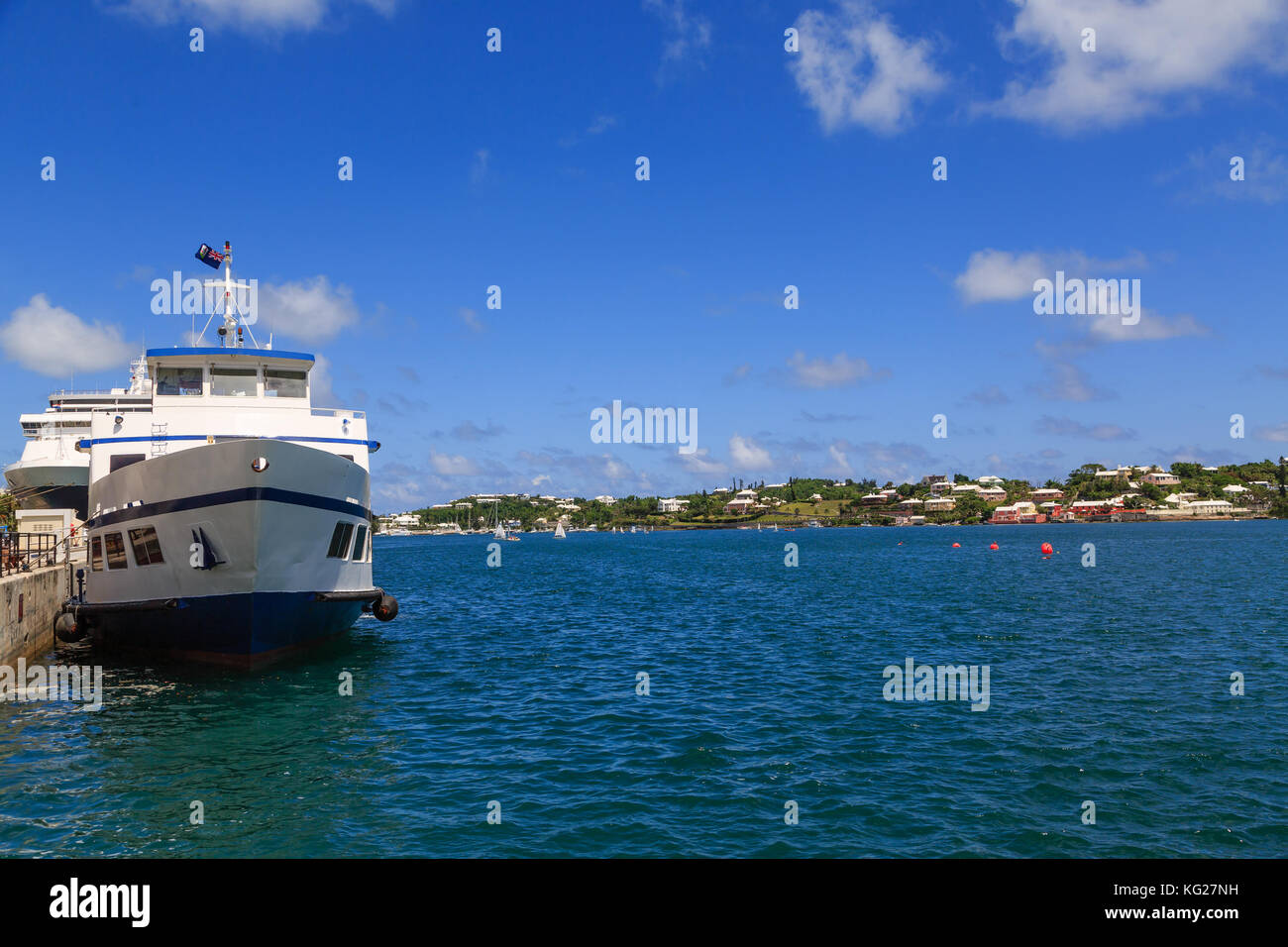 Blue and White Ferry in Hamilton, Bermuda Stock Photo - Alamy